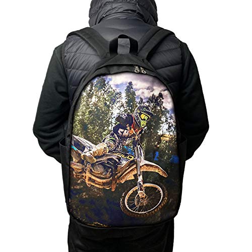 Motocross Sport Motorcycle Vehicle School Backpack Shoulder Daypack