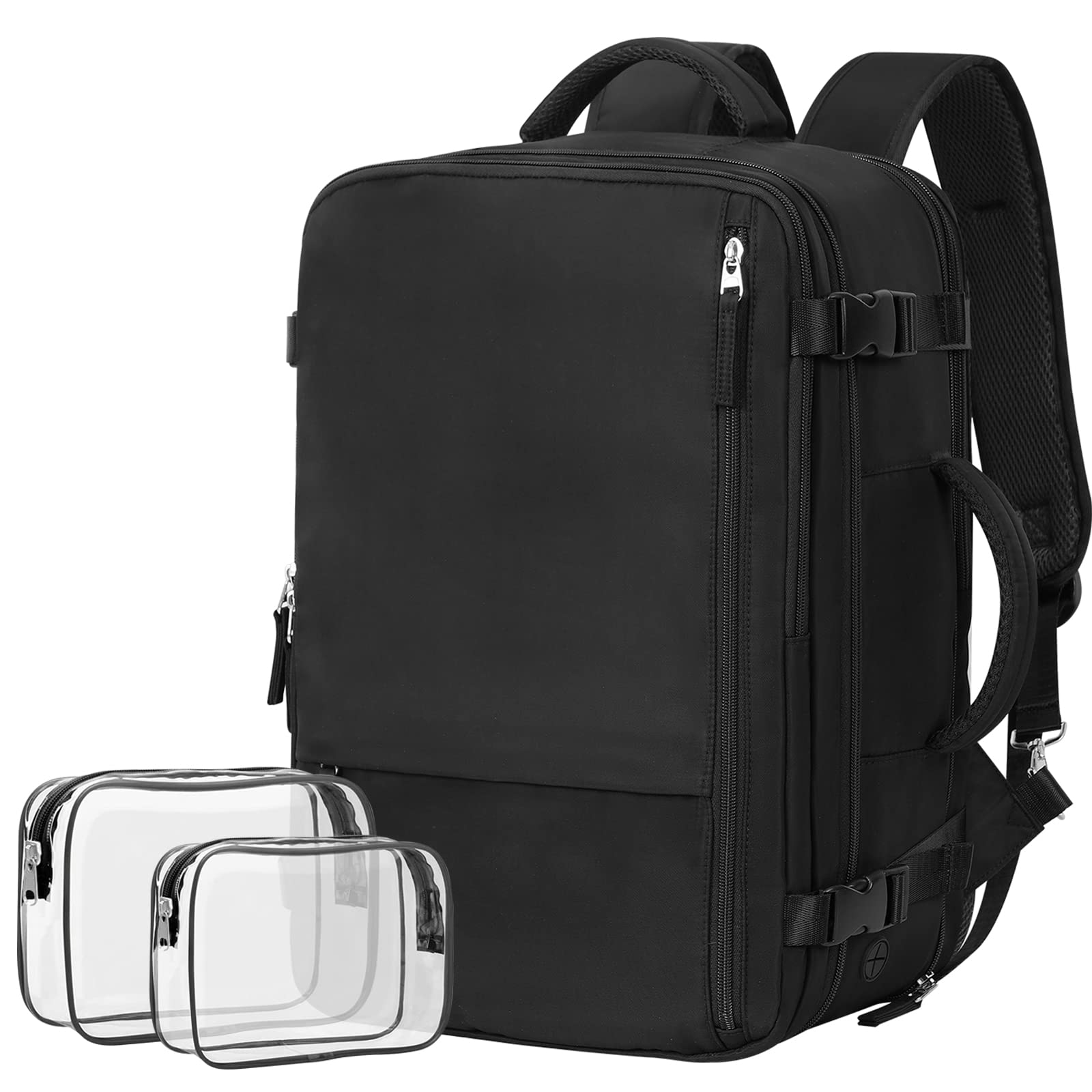 Getravel Travel Backpack For Women Men Airline Approved, Carry On Backpack, 17 inch Laptop Backpack, Waterproof Casual Outdoor Luggage Weedender Bag, Hiking Backpack(Black)