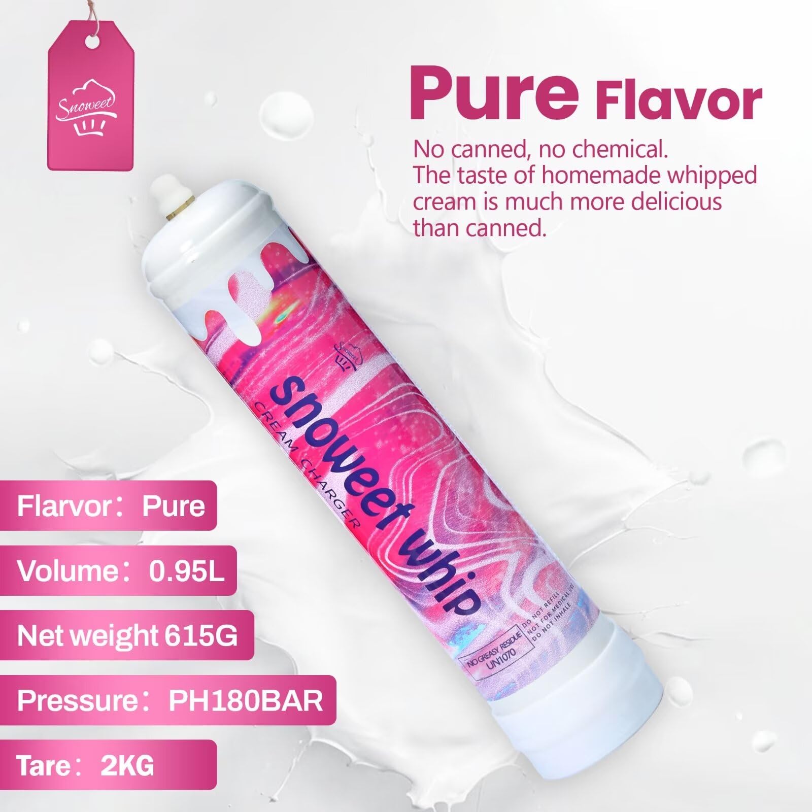 Whipped Cream Charger Cylinder Food Grade Tank Pure whipped cream dispenser 615g Cartridges (6 Cylinder)