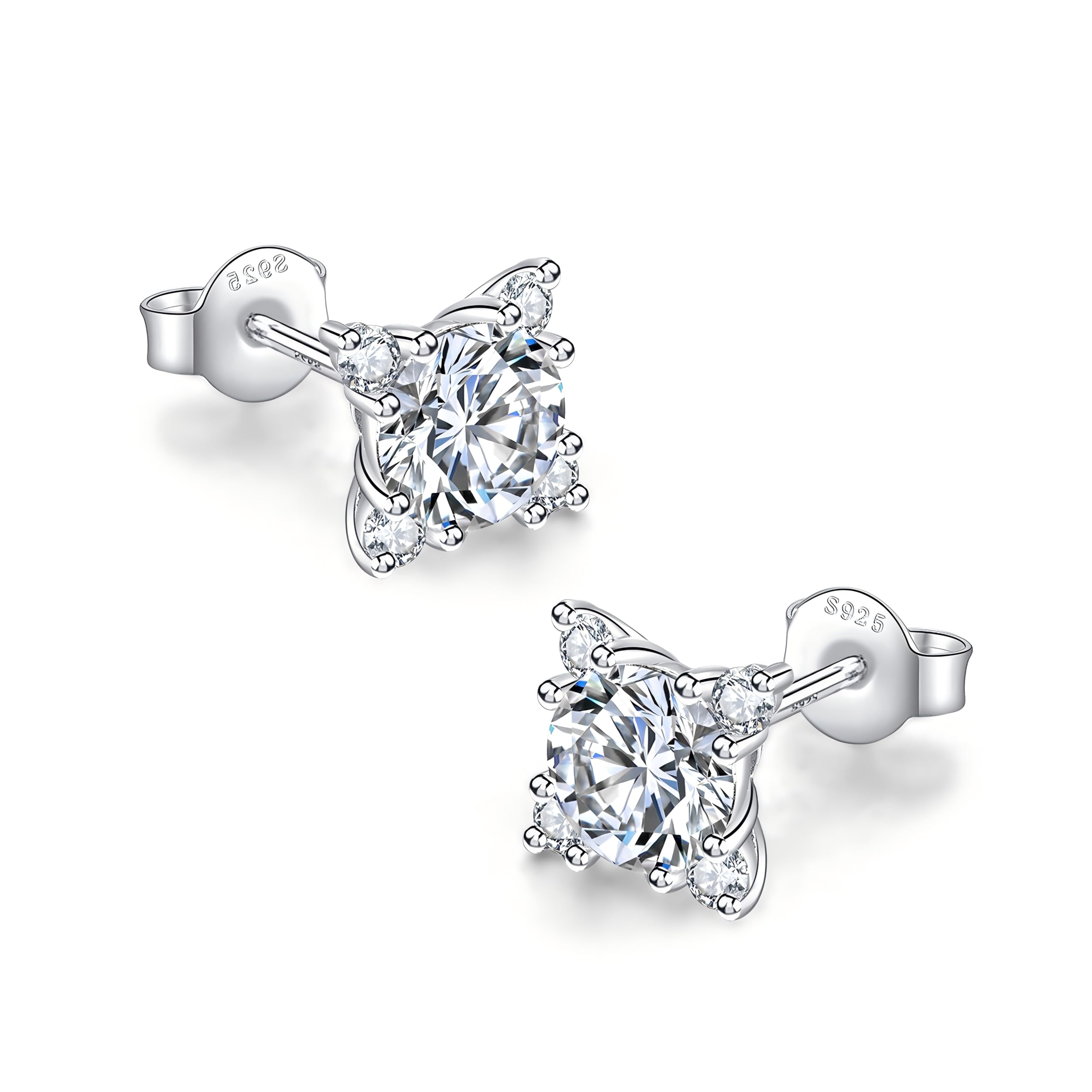 Reapuson Moissanite Stud Earrings D Color VVS1 Clear Round Lab Created Moissanite Earrings 18K Gold Plated 925 Sterling Silver Stud Hypoallergenic Flat Back Earrings for Men Women