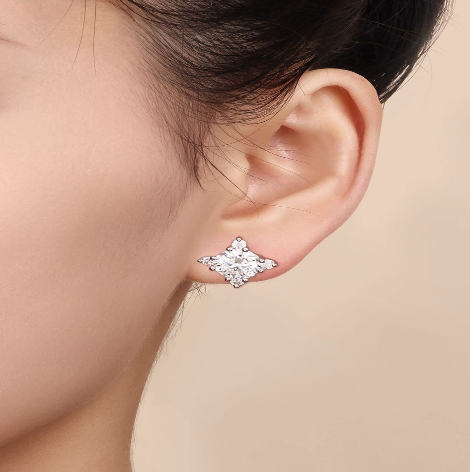 Reapuson Moissanite Stud Earrings D Color VVS1 Clear Round Lab Created Moissanite Earrings 18K Gold Plated 925 Sterling Silver Stud Hypoallergenic Flat Back Earrings for Men Women