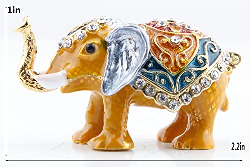 SEVENBEES Small Elephant Trinket Box - Hinged Enameled Jewelry Organizer with Unique Mini Ring and Earrings Compartments - Collectible Keepsake and Figurine for Home Decor - Mothers Day Gifts