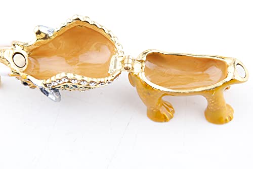 SEVENBEES Small Elephant Trinket Box - Hinged Enameled Jewelry Organizer with Unique Mini Ring and Earrings Compartments - Collectible Keepsake and Figurine for Home Decor - Mothers Day Gifts