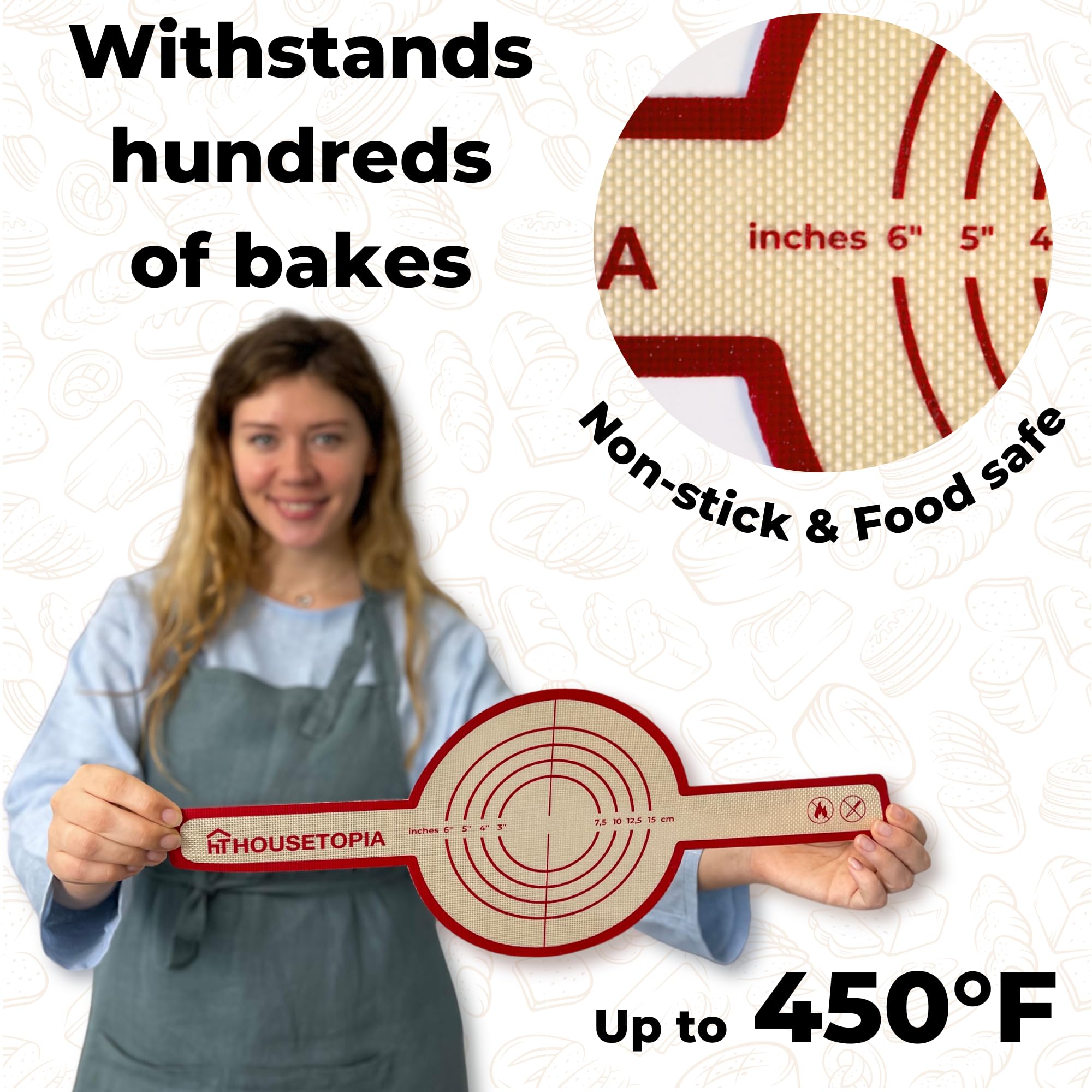 Silicone Baking Mat for Dutch Oven with Sourdough Beginner Kit β Dutch Oven Sling with Long Handles & Scoring Knife & Bread Recipes Book β Round 8.3 Inch