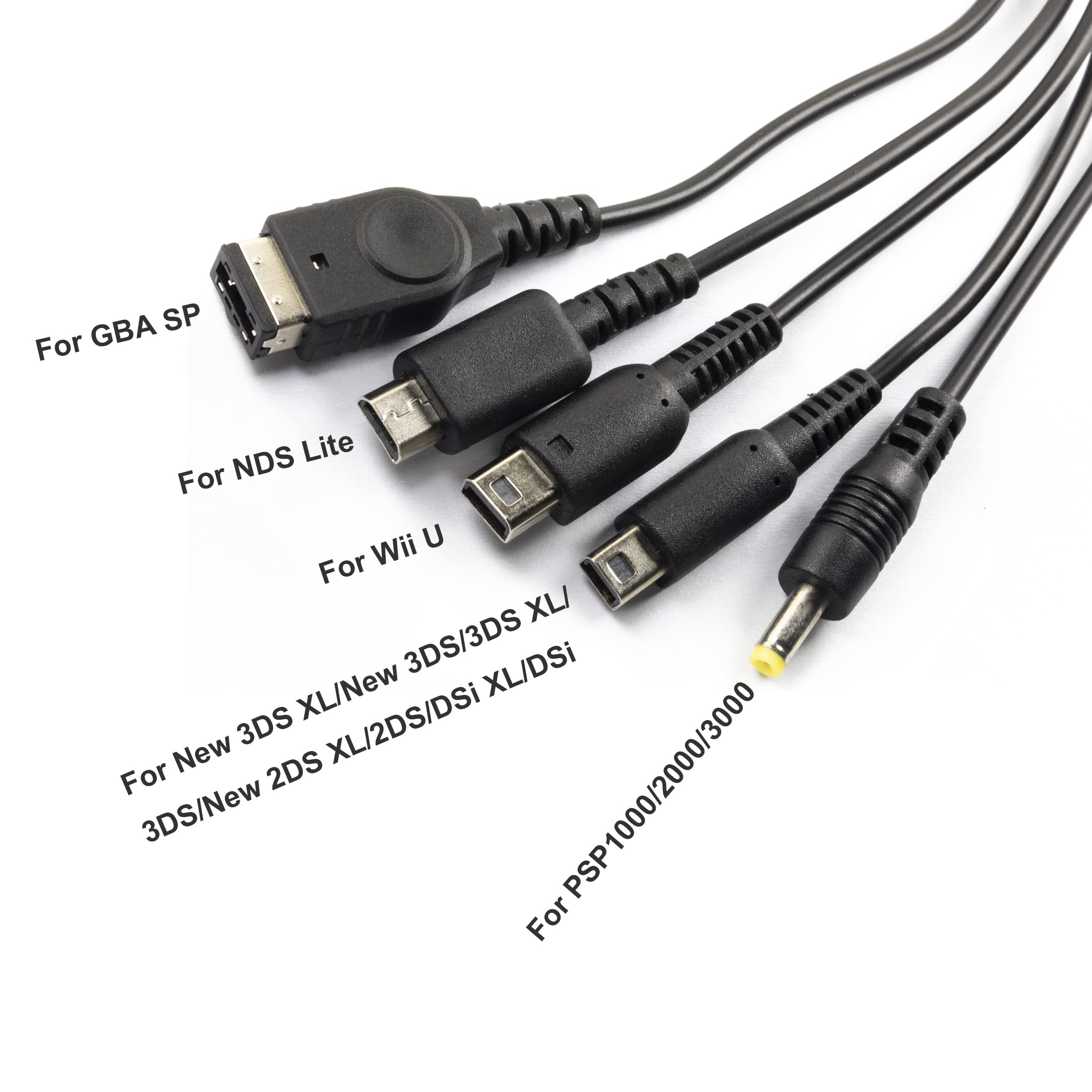 risingsaplings for USB Cable 5 in 1 Cord for Wii U DS Lite New 3DS XL 3DS XL 2DS Dsi XL NDS GBA SP PSP 1000 2000 3000