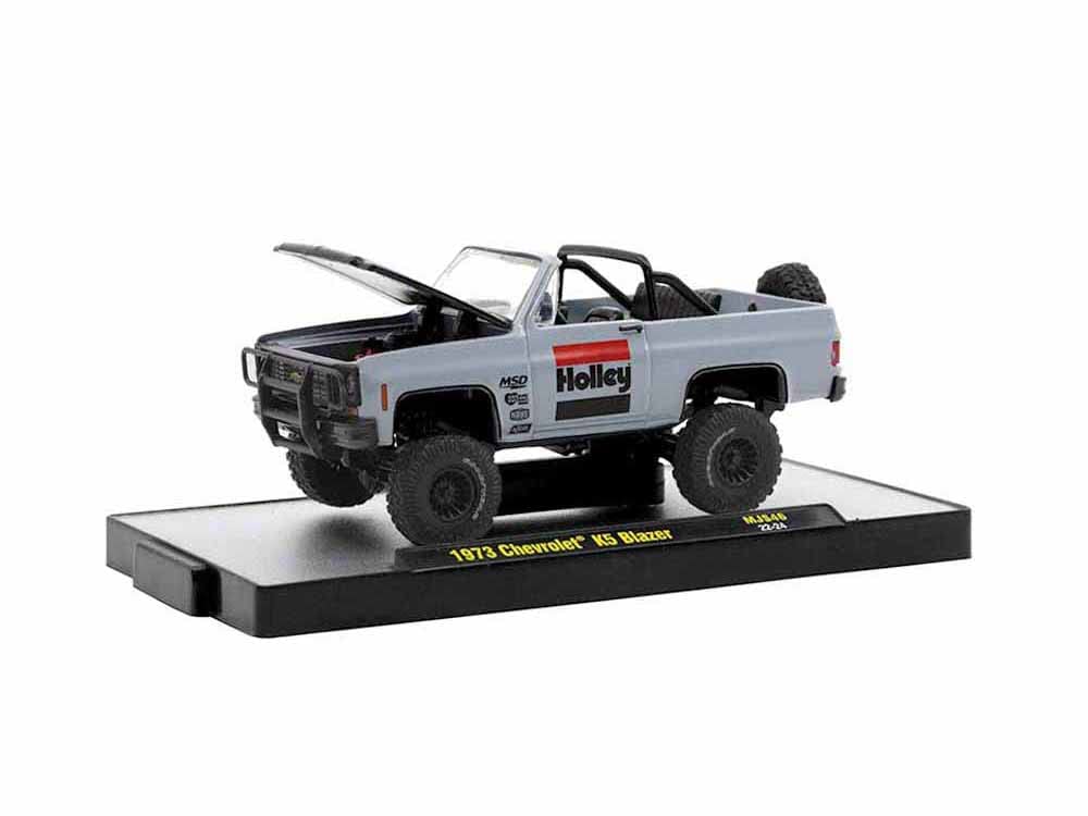 M2 Machines 1973 Chevy K5 Blazer Open Top Holley Gray with Black Hood Limited Edition to 6600 Pieces Worldwide 1/64 Diecast Model Car 31500-MJS46