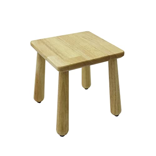 [PJ Collection] Natural Wood Stool, with Portable and Detachable Legs, Lightweight Stool, Foot Stool for Adults, Kids Stool, Use for Toy Room,Bedroom,Kitchen, Bathroom (Square, Natural)