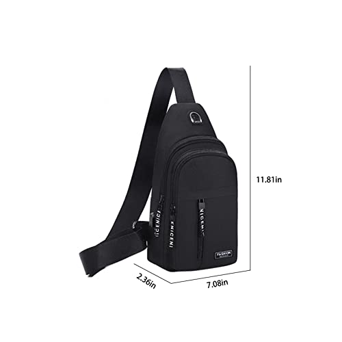 Waterproof Crossbody Sling Backpack Multipurpose Shoulder Bag Travel Hiking Chest Bag Daypack With USB Hole & Headphone Hole(Without mobile power) (Black)