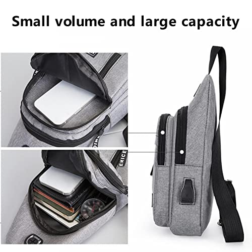 Waterproof Crossbody Sling Backpack Multipurpose Shoulder Bag Travel Hiking Chest Bag Daypack With USB Hole & Headphone Hole(Without mobile power) (Black)