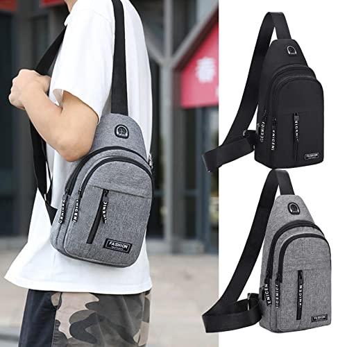 Waterproof Crossbody Sling Backpack Multipurpose Shoulder Bag Travel Hiking Chest Bag Daypack With USB Hole & Headphone Hole(Without mobile power) (Black)