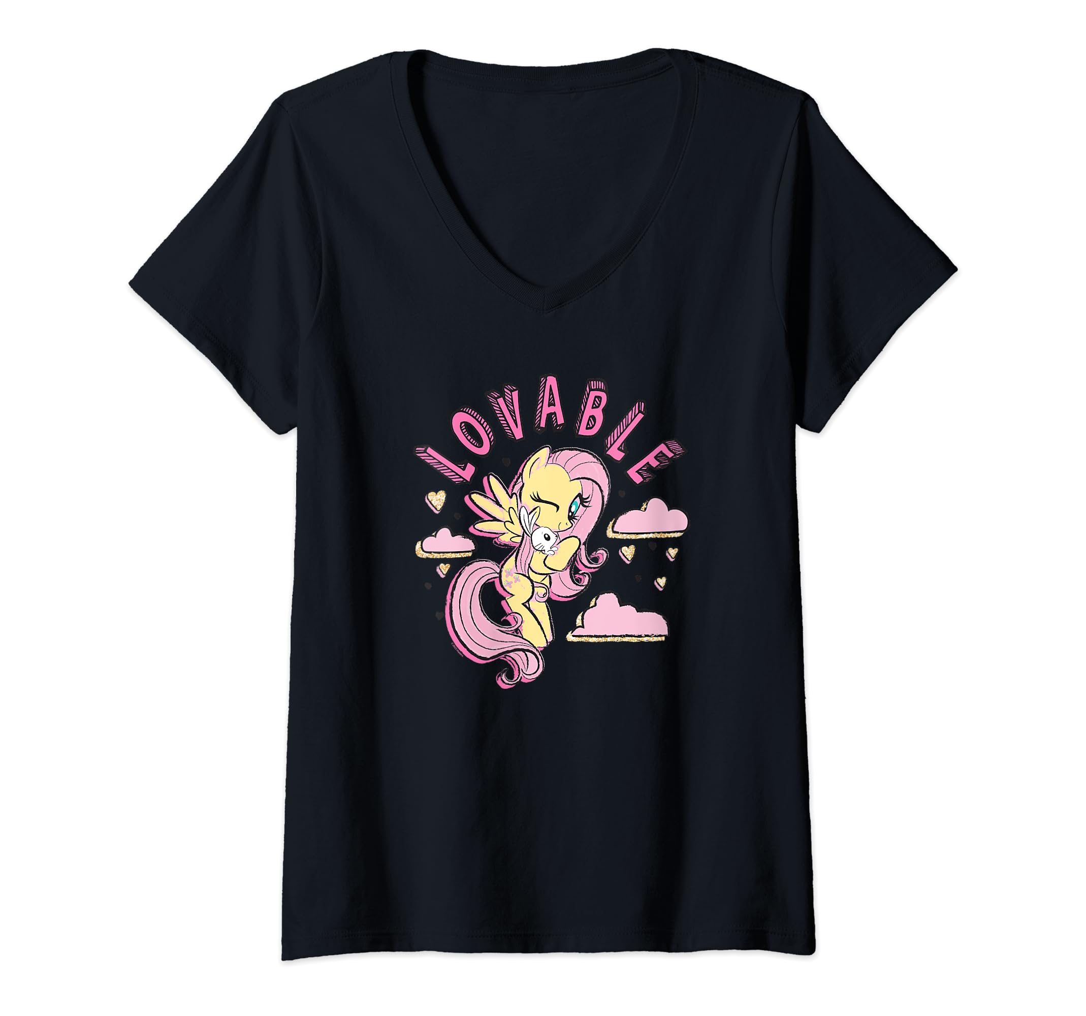 My Little Pony: Friendship Is Magic Fluttershy Lovable Logo V-Neck T-Shirt