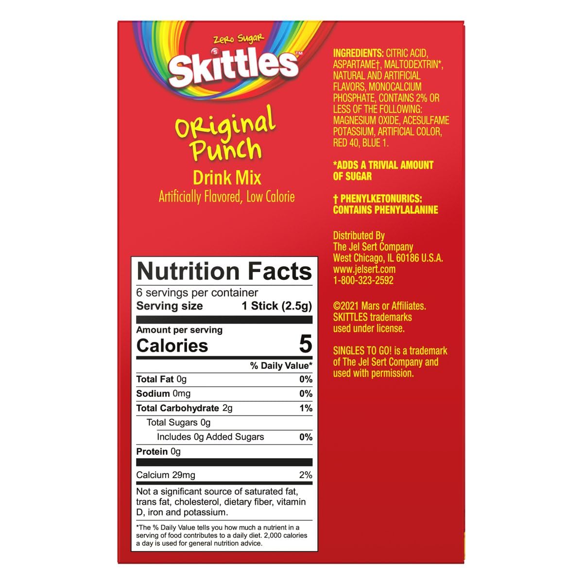 Skittles Singles To Go Drink Mix Variety Pack Bundle Original Punch, Tropical Punch and Wild Berry Punch - 3 boxes with 6 Packets in Each Box 18 Total Servings
