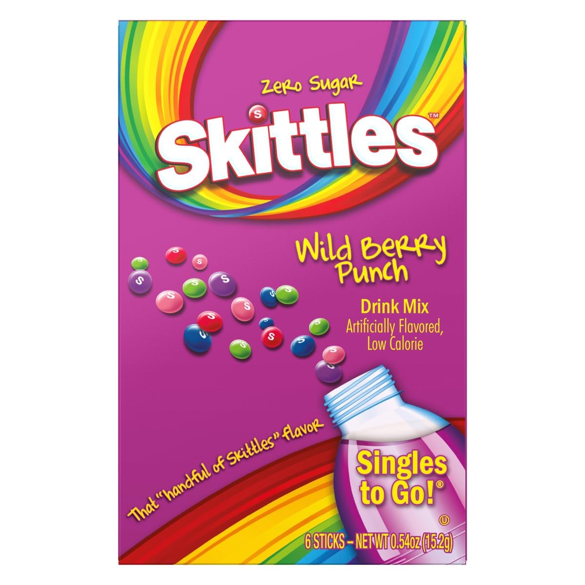 Skittles Singles To Go Drink Mix Variety Pack Bundle Original Punch, Tropical Punch and Wild Berry Punch - 3 boxes with 6 Packets in Each Box 18 Total Servings