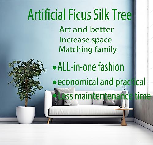 VIGGDA Artificial Ficus Trees 4ft(2pack) with Silk Leaves and Natural Trunk, Faux Ficus Tree with Sturdy Plastic Nursery Pot, Fake Ficus Tree for Office Home Farmhouse for Indoor Outdoor Decor