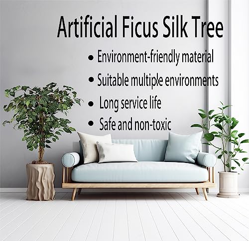 VIGGDA Artificial Ficus Trees 4ft(2pack) with Silk Leaves and Natural Trunk, Faux Ficus Tree with Sturdy Plastic Nursery Pot, Fake Ficus Tree for Office Home Farmhouse for Indoor Outdoor Decor