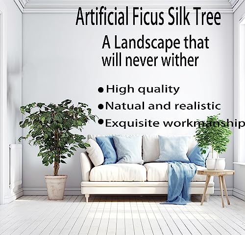 VIGGDA Artificial Ficus Trees 4ft(2pack) with Silk Leaves and Natural Trunk, Faux Ficus Tree with Sturdy Plastic Nursery Pot, Fake Ficus Tree for Office Home Farmhouse for Indoor Outdoor Decor