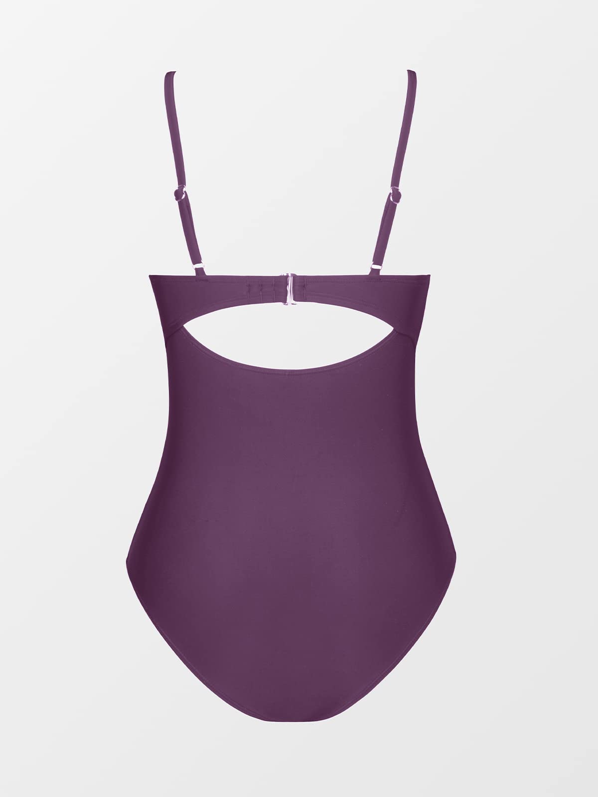 CUPSHE One Piece Swimsuit for Women Bathing Suits Twist Front Cutout Adjustable Straps Ruched Swimwear M, Dark Purple