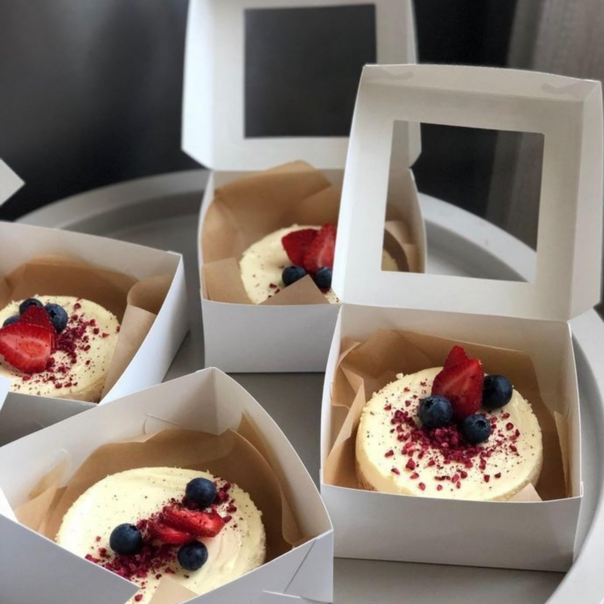 BELMAKS 10 Inch Cake Box Set – Disposable Cake Containers with Lids and Red Ribbons Bakery Boxes with Window Tall Cake Boxes 10 Inch and 10 Inch Cake Drum Paper Box for Cake with Ribbon and Cake Board