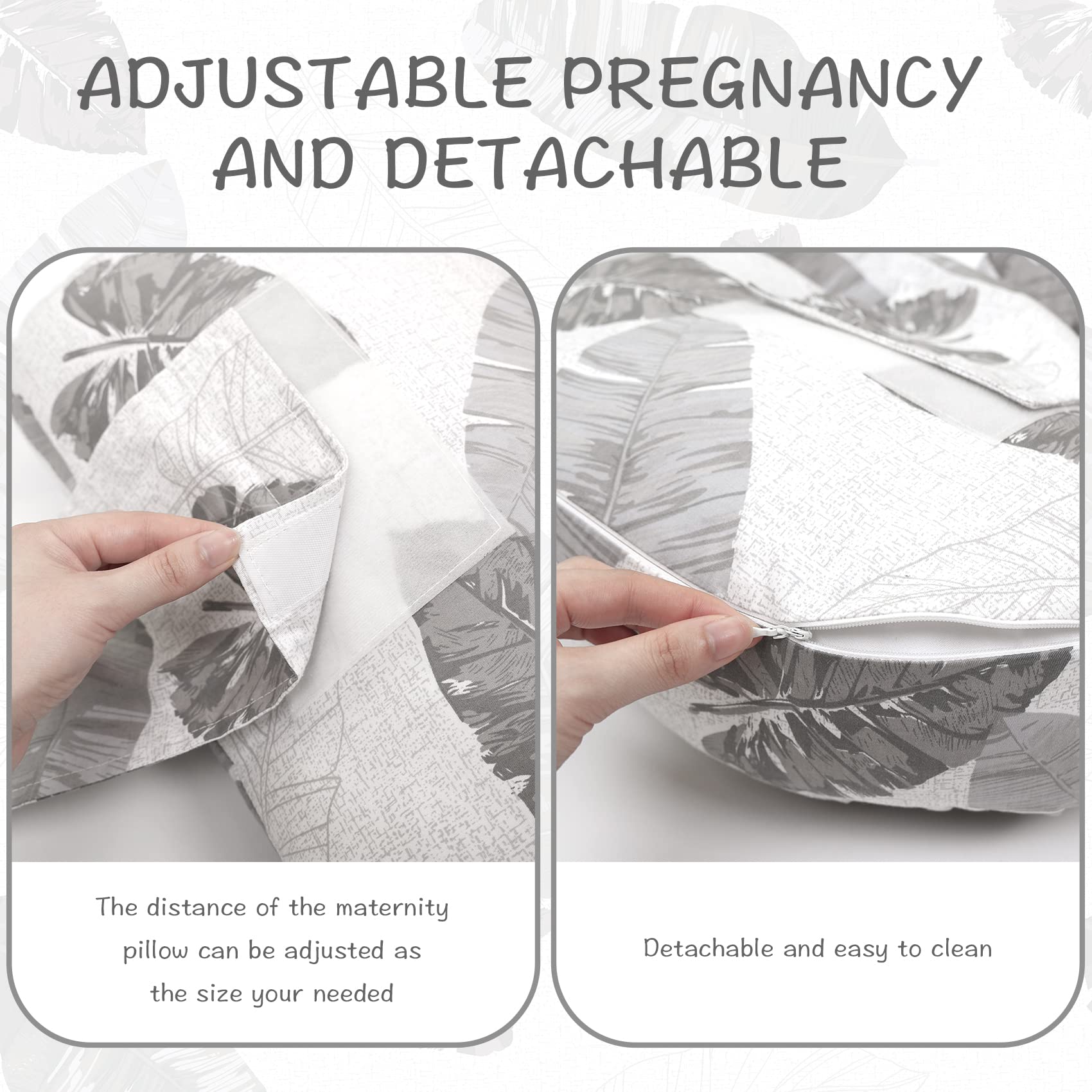 Childlike Pregnancy Pillows,Maternity Pillow for Pregnant Women with Detachable Cotton Pillow Cover,Soft Adjustable Side Sleeper Pregnancy Pillow,Support for Waist,Abdomen,Back,HIPS,Legs(Leaves)