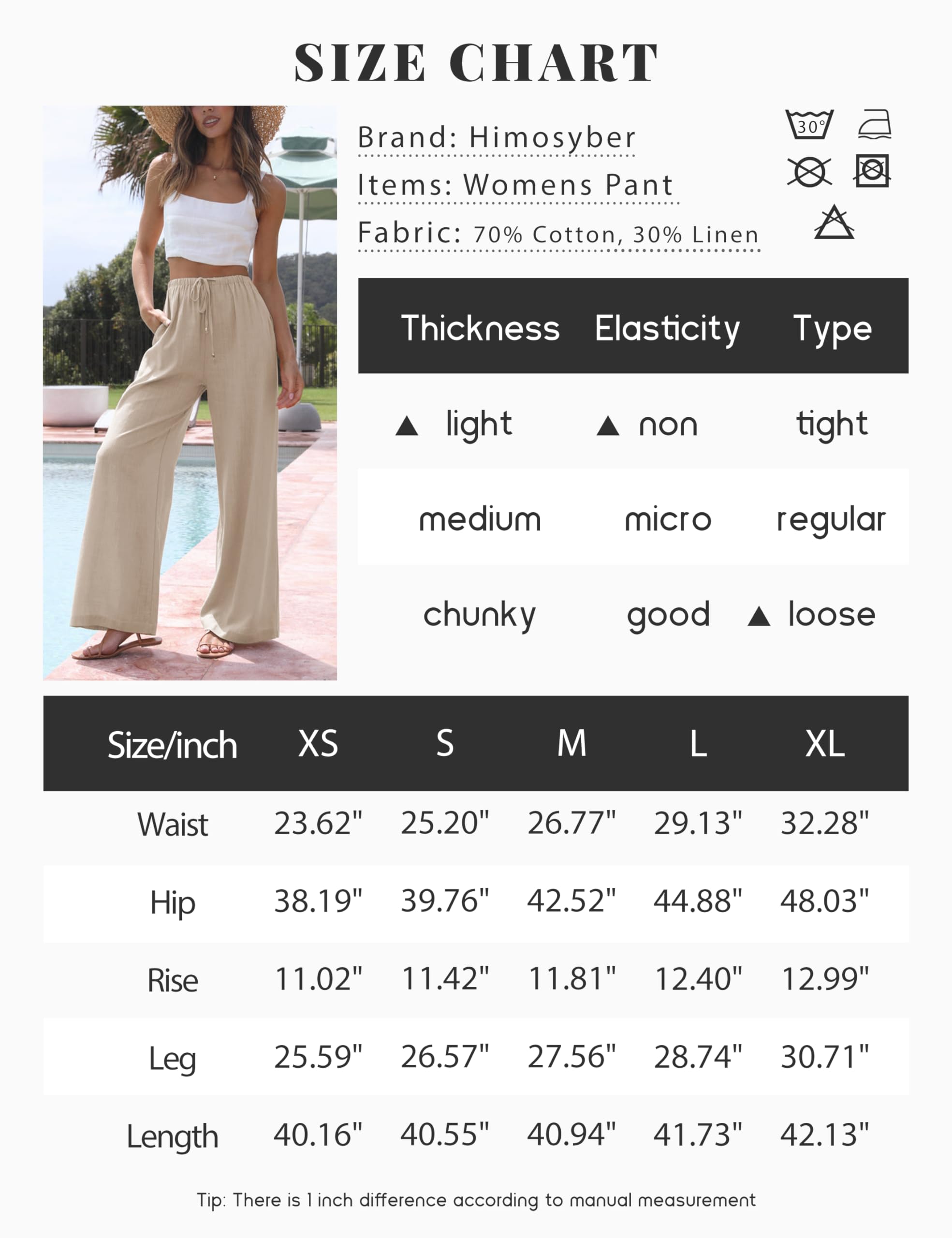 Himosyber Women Cotton Linen Pants Wide Leg High Waist Flowy Summer Beach Drawstring Pant Trouser (Black-XL)