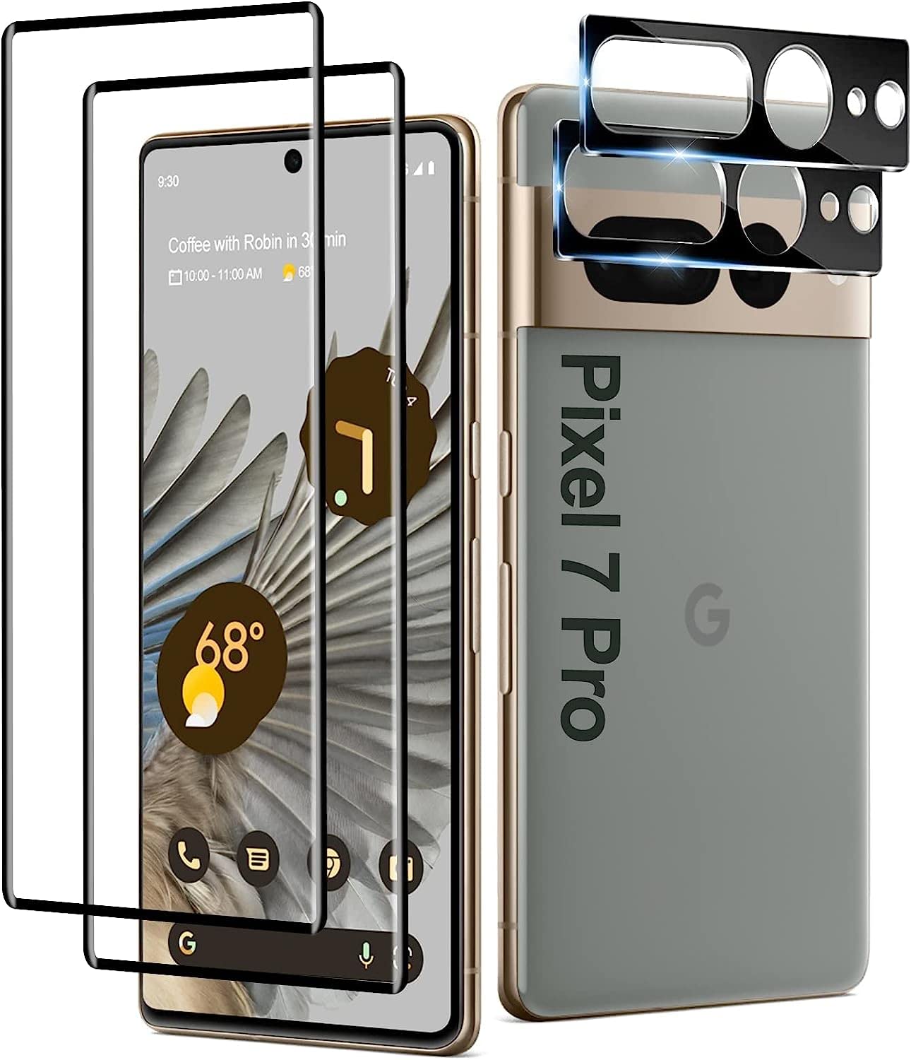 CWQZGUF Pixel 7 Pro Tempered Glass Screen Protector, 2 Pack, Fingerprint Unlock Support, Anti Scratch, HD, 5.7 Inch