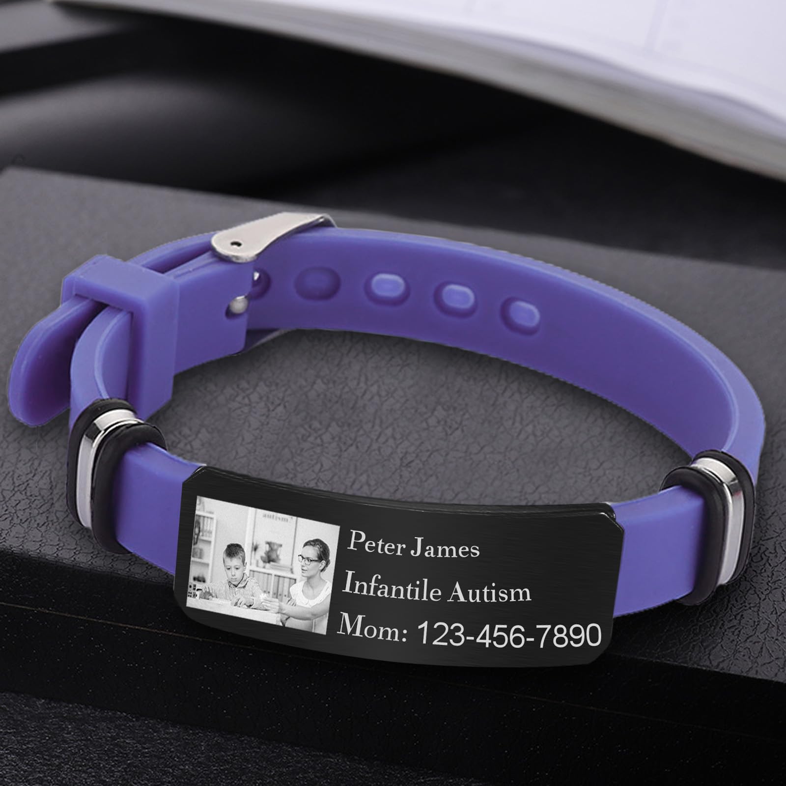 Custom Bracelets for Men Women Personalized Photo Bracelet Stainless Steel Silicone Wristband Adjustable Customized with Text Logo Mothers Fathers Day Birthday Gifts