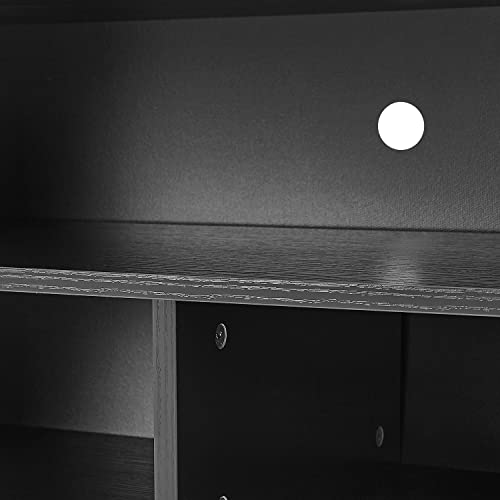 Panana 62.99" TV Stand Television Stands TV Console Unit with 3 Open Cubby and 2 Doors Big Storage Cabinets for Living Room Bedroom for TVs up to 70 Inches (Black 2 Doors + 3 Open Shelves)