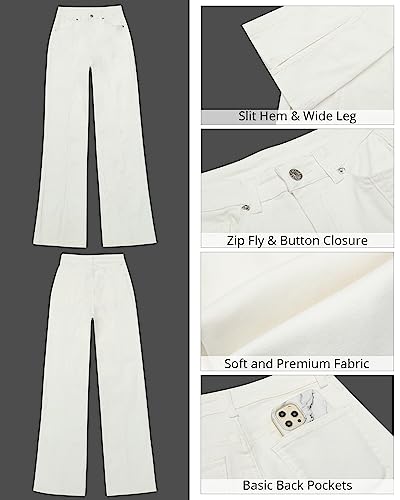 GRAPENT Curvy Jeans for Women - Y2K Trendy High Waist Flare Bootcut Bell Bottoms Plus Size Jeans - White Size 18