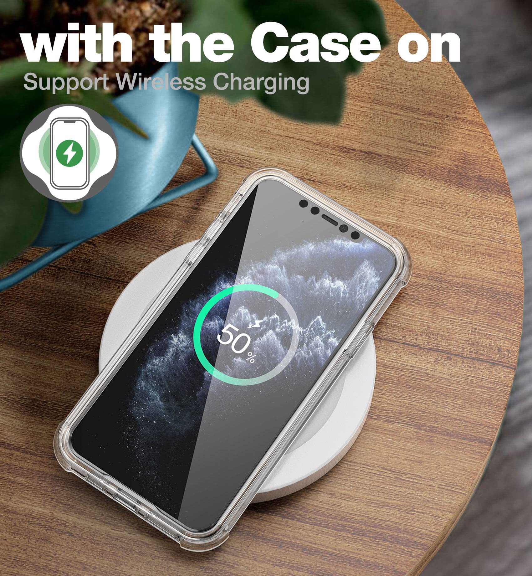 SURITCH Clear Case for iPhone 11 Pro Max (Only) 6.5-inch, [Privacy Screen Protector] Full Body Protection Rugged Shockproof Bumper Phone Cover for iPhone 11 Pro Max -(Clear)