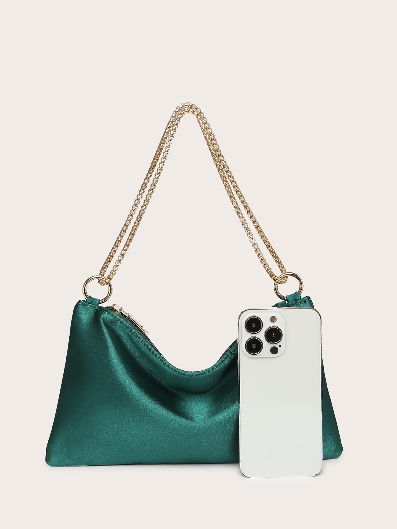 Verdusa Women's Satin Evening Handbag Shoulder Bag Purse Green one-size