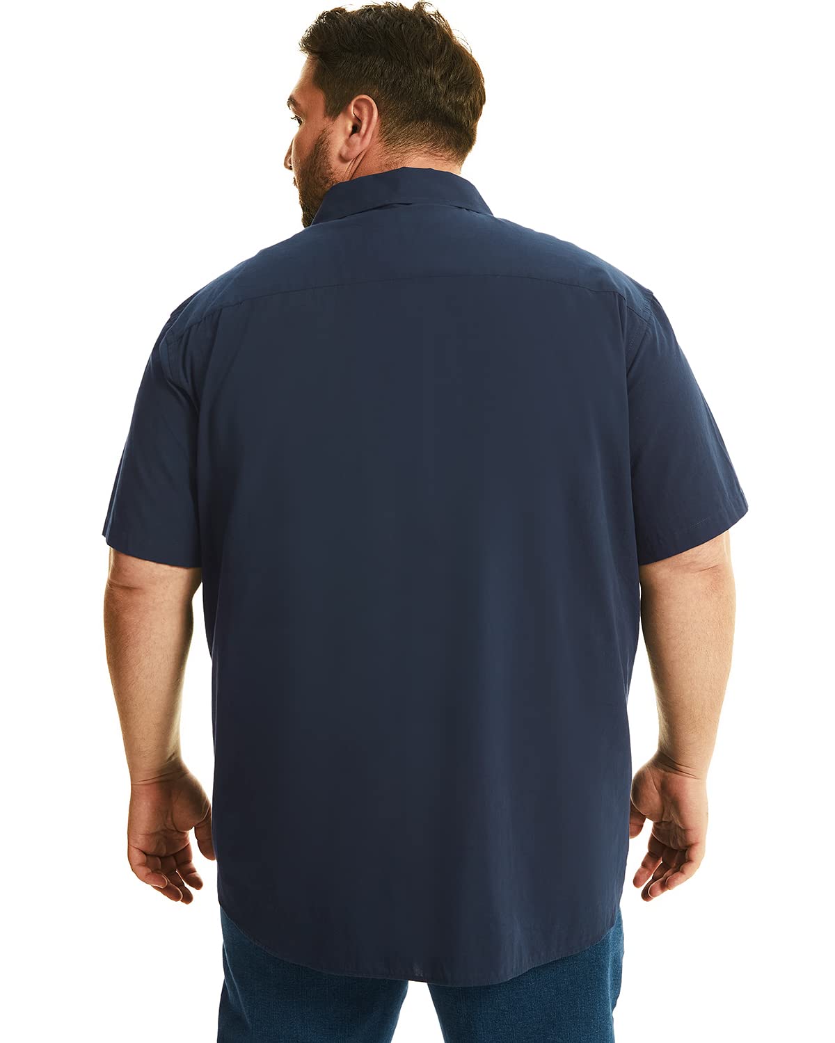 HOdo Big and Tall Mens Cotton Button Down Shirt Navy 4XL