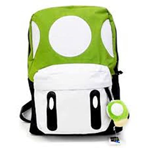 Green Mushroom Full Size School Backpack with Bonus Coin Pouch