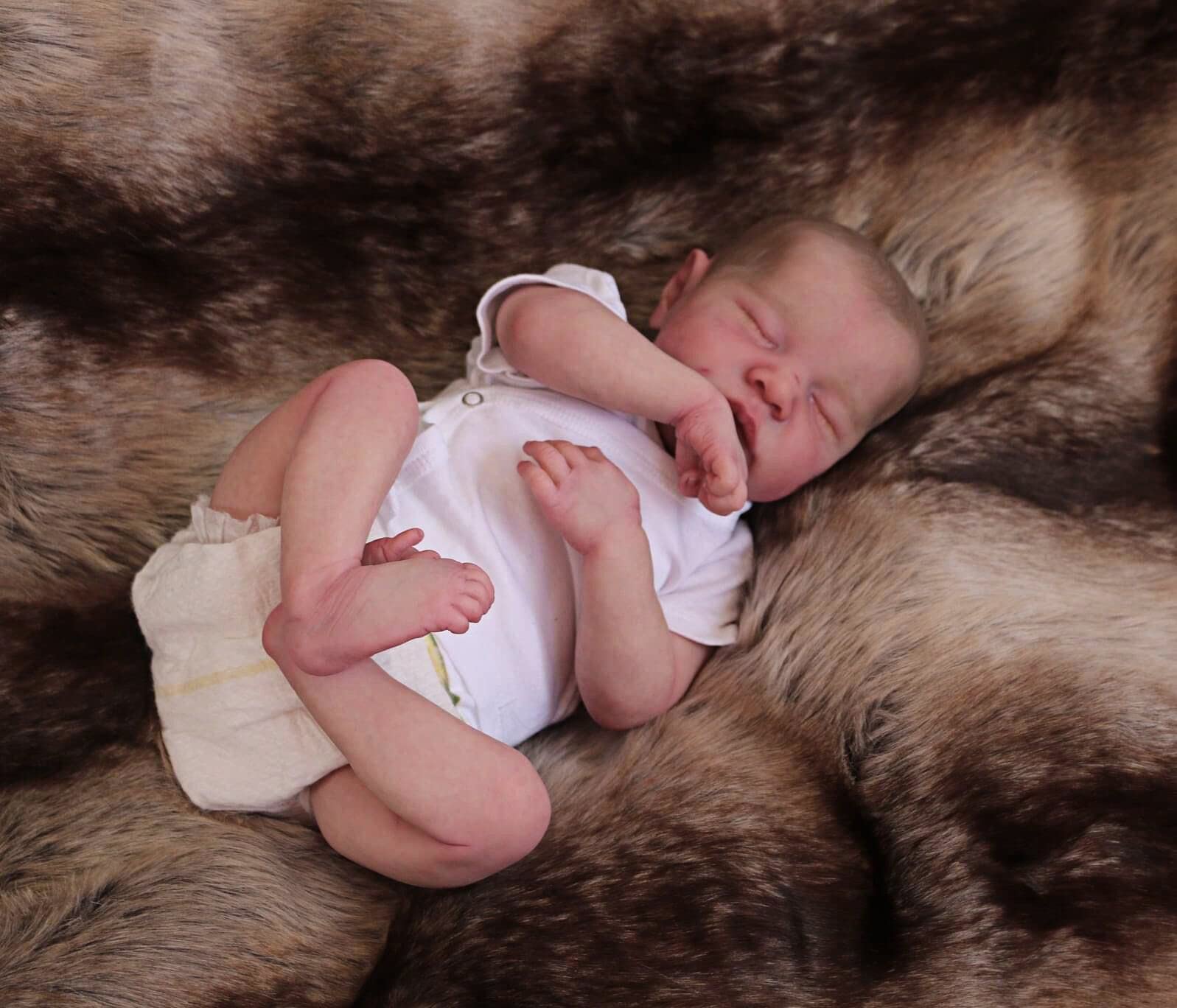 Anano Real Life Baby Dolls That Look Real 22 Inch Life Sized Sleeping Reborn Baby Dolls Boy Rooted Blonde Hair (White)