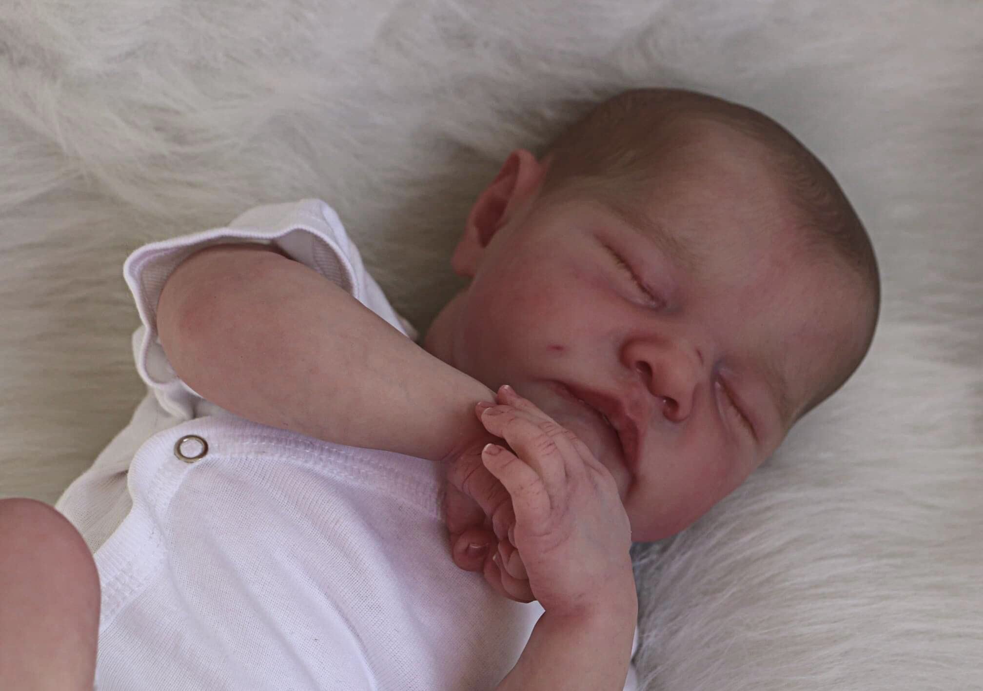 Anano Real Life Baby Dolls That Look Real 22 Inch Life Sized Sleeping Reborn Baby Dolls Boy Rooted Blonde Hair (White)