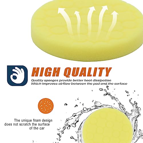 CHEN REFINISH 6Pcs Buffing Polishing Pads,6 Inch Backing Plate Compound Buffing Sponge Pads Cutting Polishing Pad Kit for Car Buffer Polisher Compounding, Polishing, Waxing