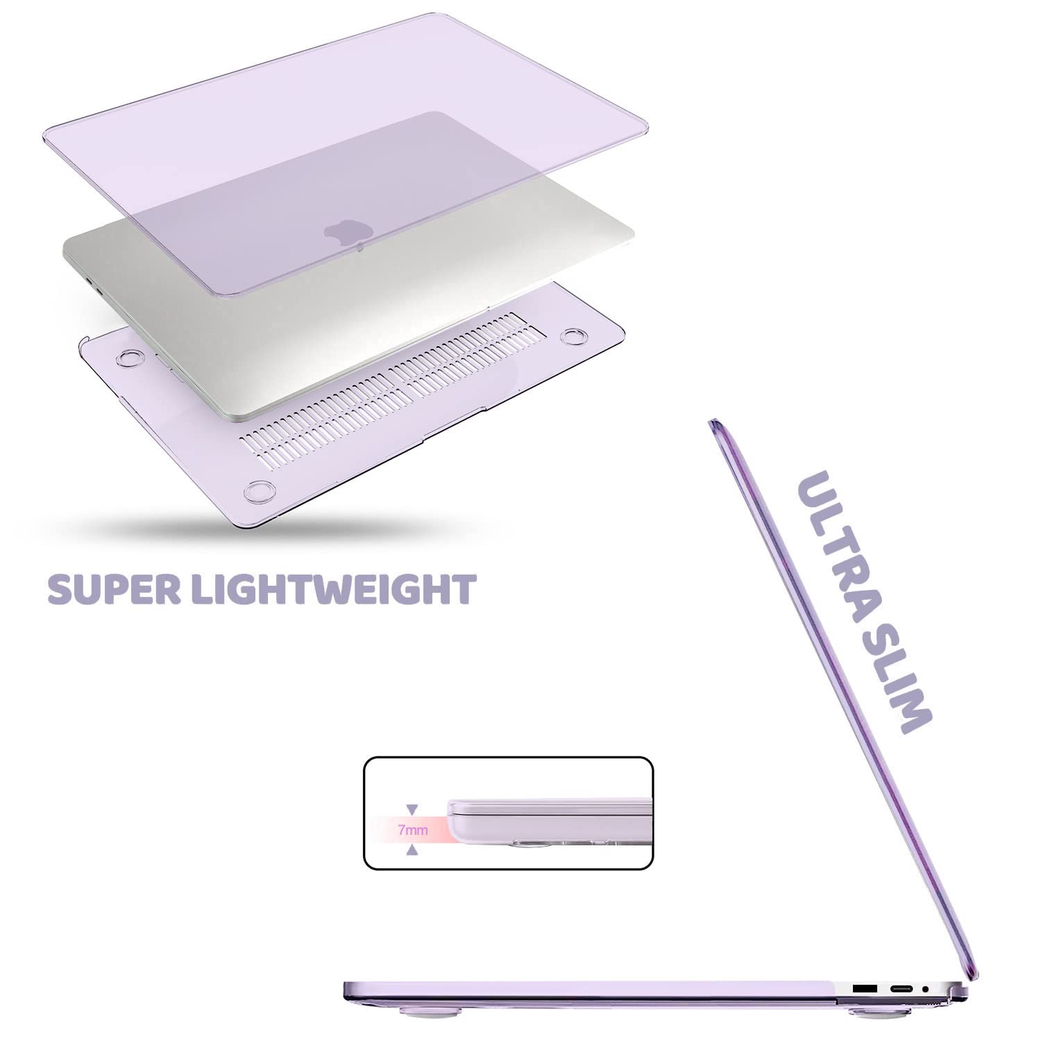 Anban Compatible with MacBook Pro 13 inch Case 2025 2024 2023 M2, 2022-2016 M1 A2338 A2251 A2289 A2159 A1989 A1708 A1706, Plastic Laptop Hard Shell Case +Keyboard Cover +Screen Protector, Purple