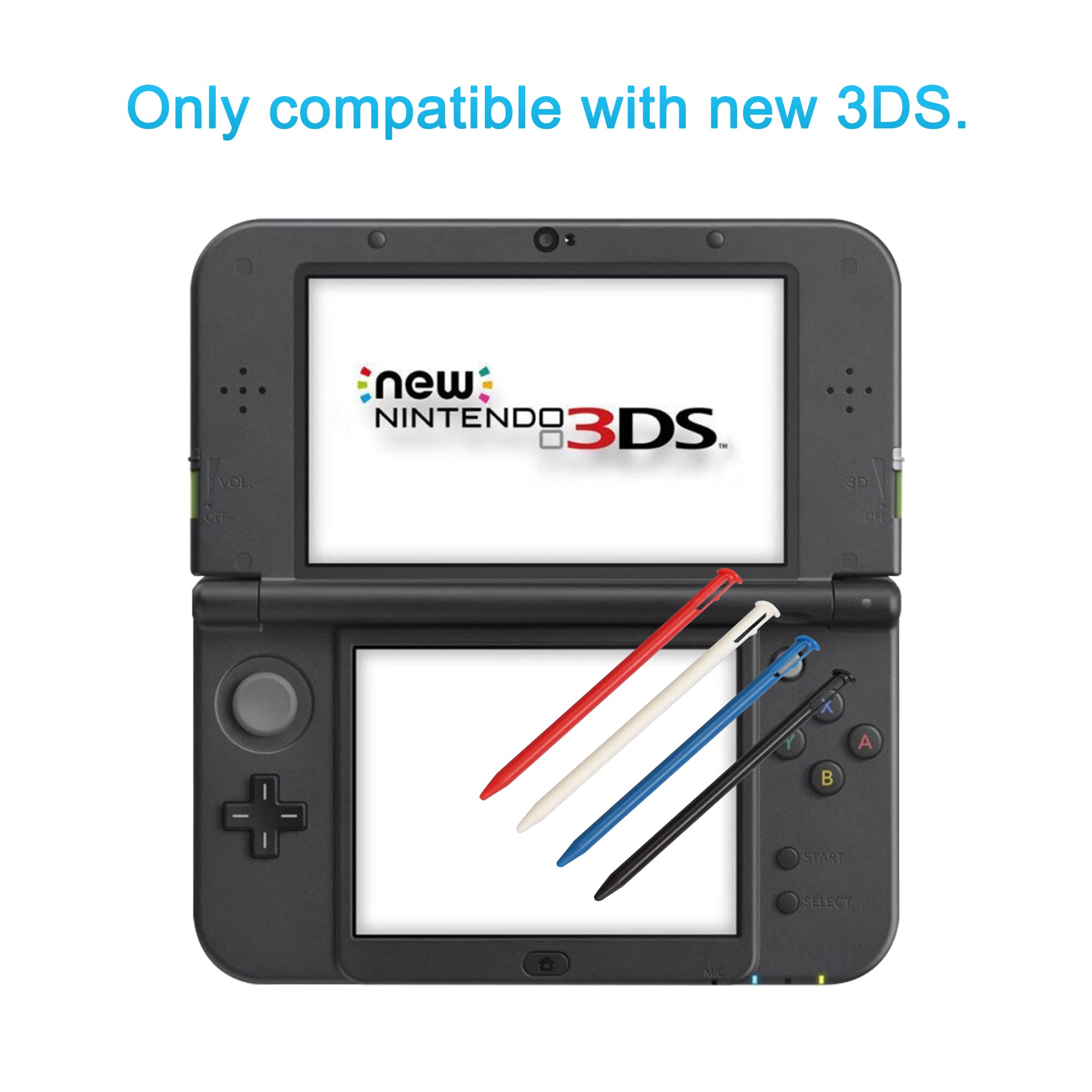 New 3DS Stylus Pen, Xahpower Replacement Stylus Compatible with Nintendo New 3DS, 4 in 1 Combo Touch Styli Pen Set Multi Color for New 3DS