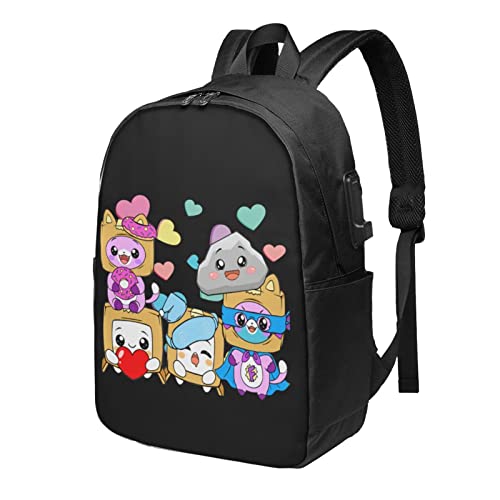 Travel Laptop Backpack,Cartoon Large Laptop Bookbag,Mens Women 17 Inch Knapsack Black