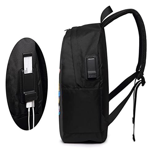 Travel Laptop Backpack,Cartoon Large Laptop Bookbag,Mens Women 17 Inch Knapsack Black
