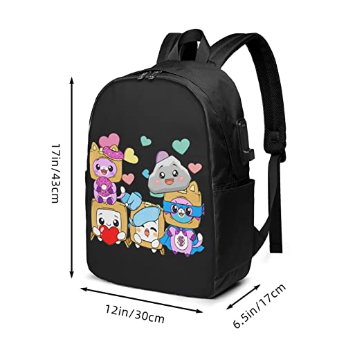 Travel Laptop Backpack,Cartoon Large Laptop Bookbag,Mens Women 17 Inch Knapsack Black