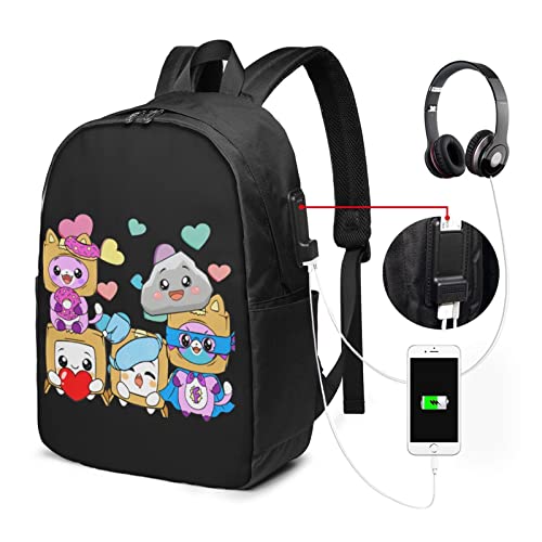 Travel Laptop Backpack,Cartoon Large Laptop Bookbag,Mens Women 17 Inch Knapsack Black