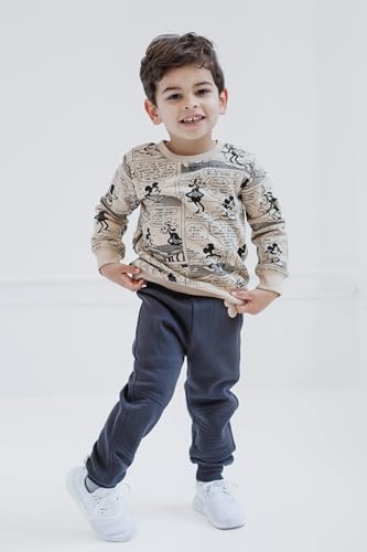 Disney Mickey Mouse Goofy Little Boys Fleece Sweatshirt and Pants Set Brown/Gray 7-8