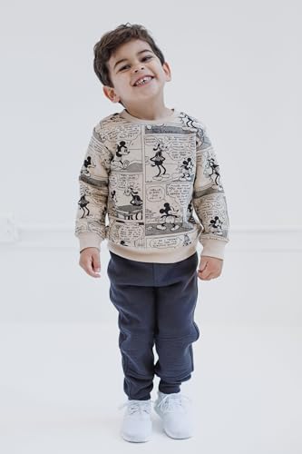 Disney Mickey Mouse Goofy Little Boys Fleece Sweatshirt and Pants Set Brown/Gray 7-8