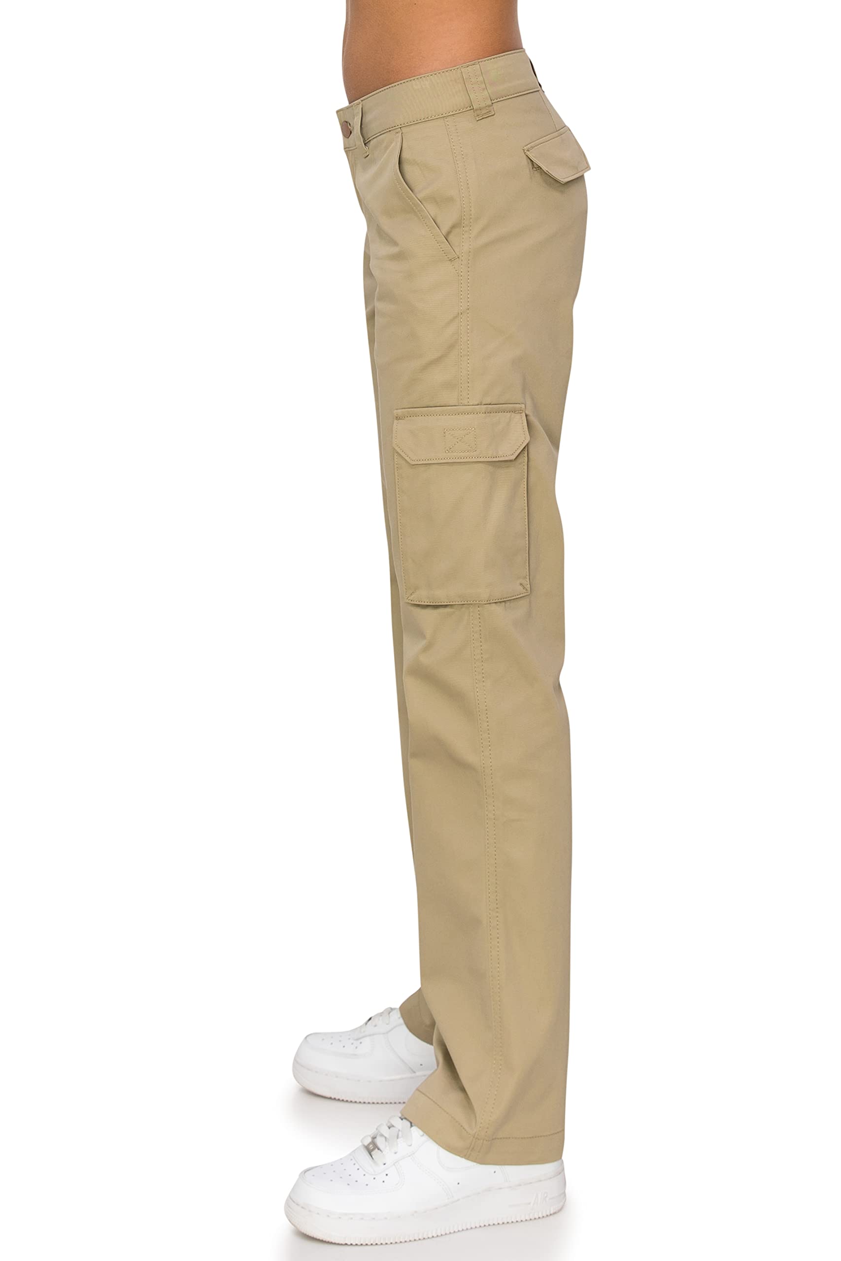KHAKI & BLUE Women's Work Pants – Mid Rise Relaxed Fit Straight Leg Cargo Casual Trousers with Multi Pockets 79359JTW098CA Khaki 16