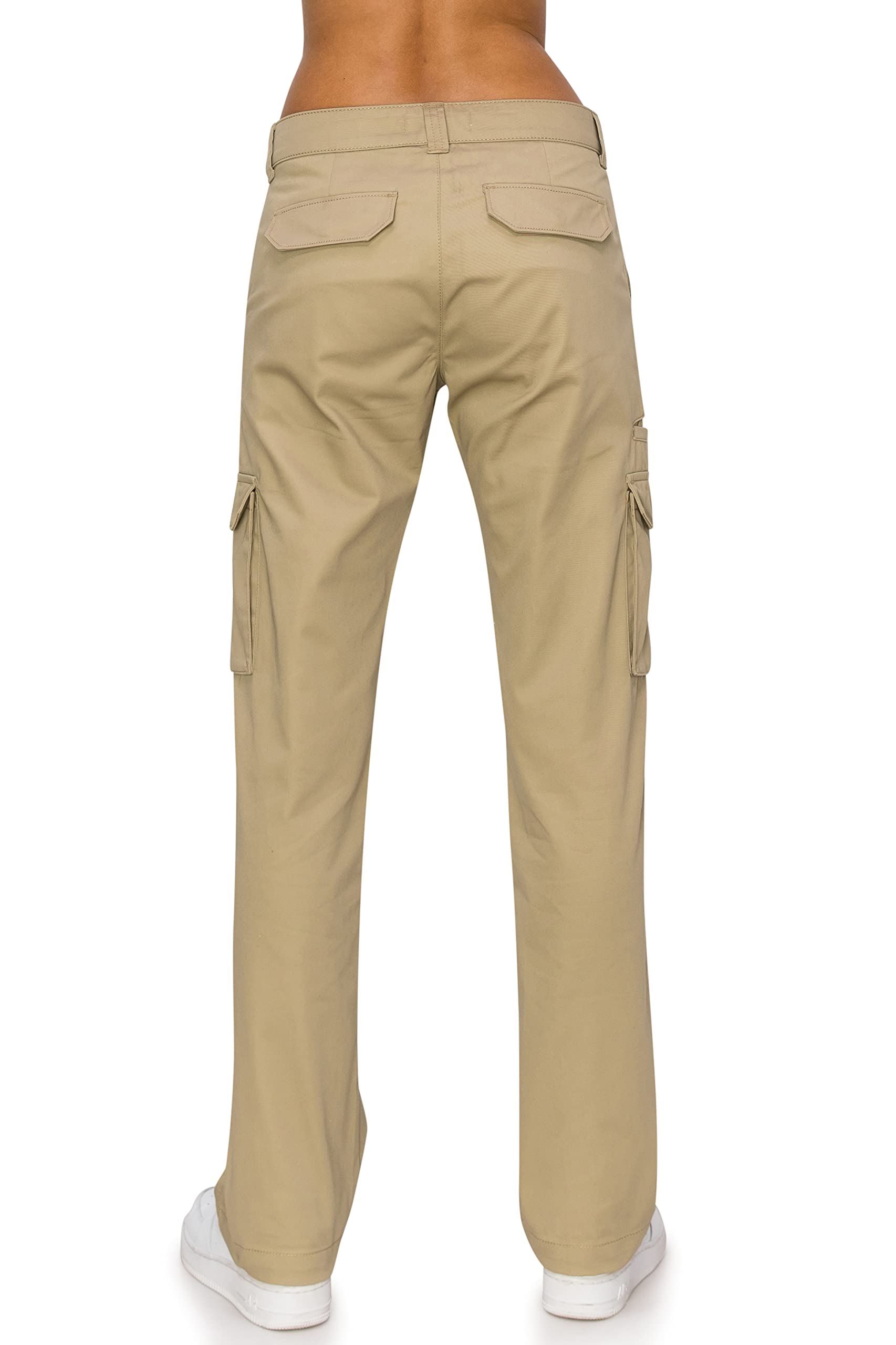 KHAKI & BLUE Women's Work Pants – Mid Rise Relaxed Fit Straight Leg Cargo Casual Trousers with Multi Pockets 79359JTW098CA Khaki 16