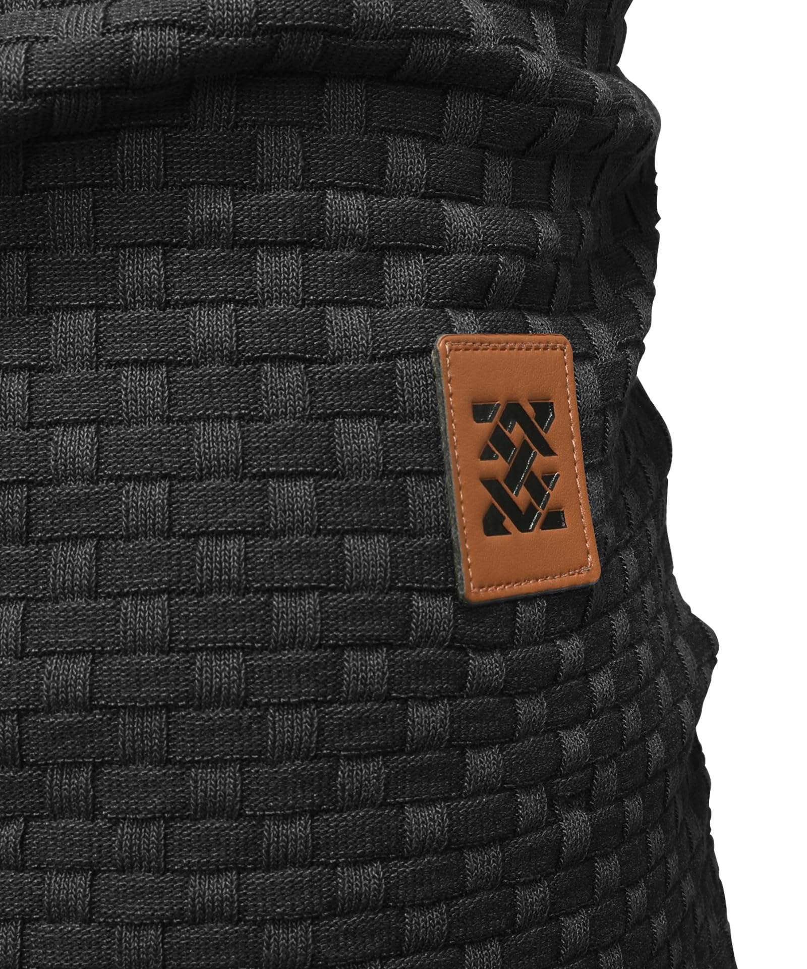 Zaitun Men's Short Sleeve Hoodie Shirt Casual Waffle Knitted Pullover Sweater Black