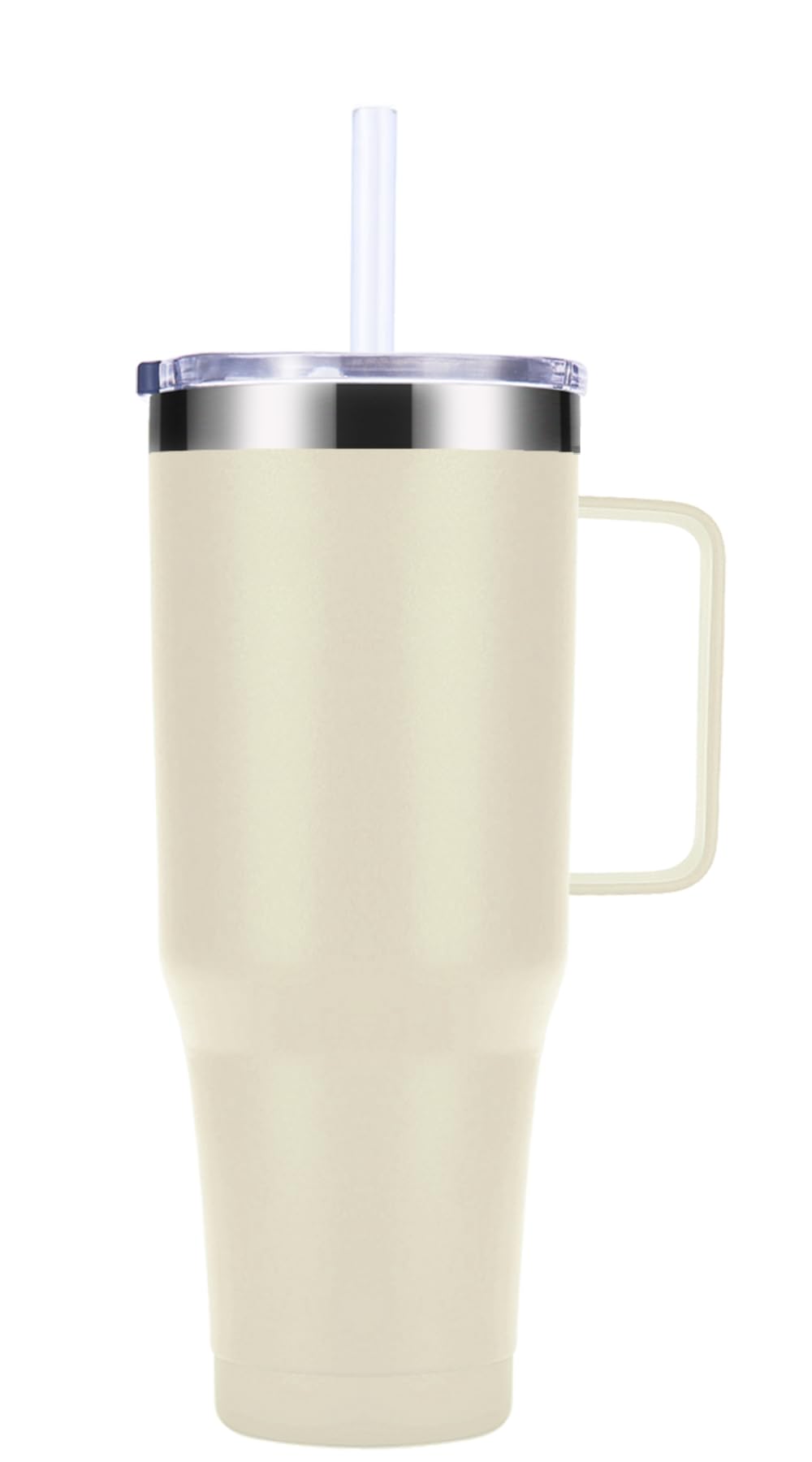 momocici 40 oz Tumbler with Handle and Straw Lid.40oz Insulated Travel Mug Handle.40oz Coffee Cup Handle.Keep Drinks Cold & Hot,Leak Proof Lid,Dishwasher Safe., Cream, (DrinkTUM-Hx2)