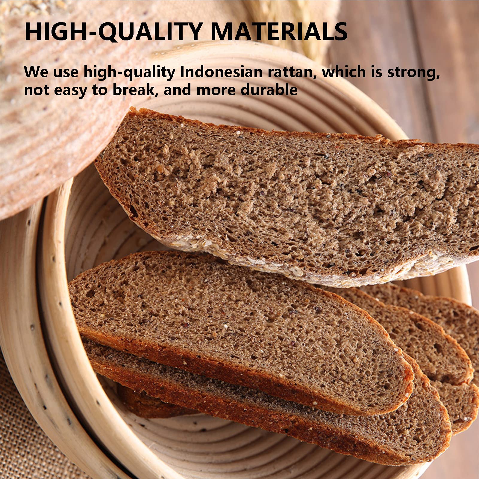 JKARY Wood Pulp Bamboo Bread Proofing Basket Set of 2 9 Inch Round Bread Fermentation Basket Bulk Baking Supplies Sourdough Bowl Baguette Tray for Bread Dough Sourdough Couche Pizza Dough with Cover