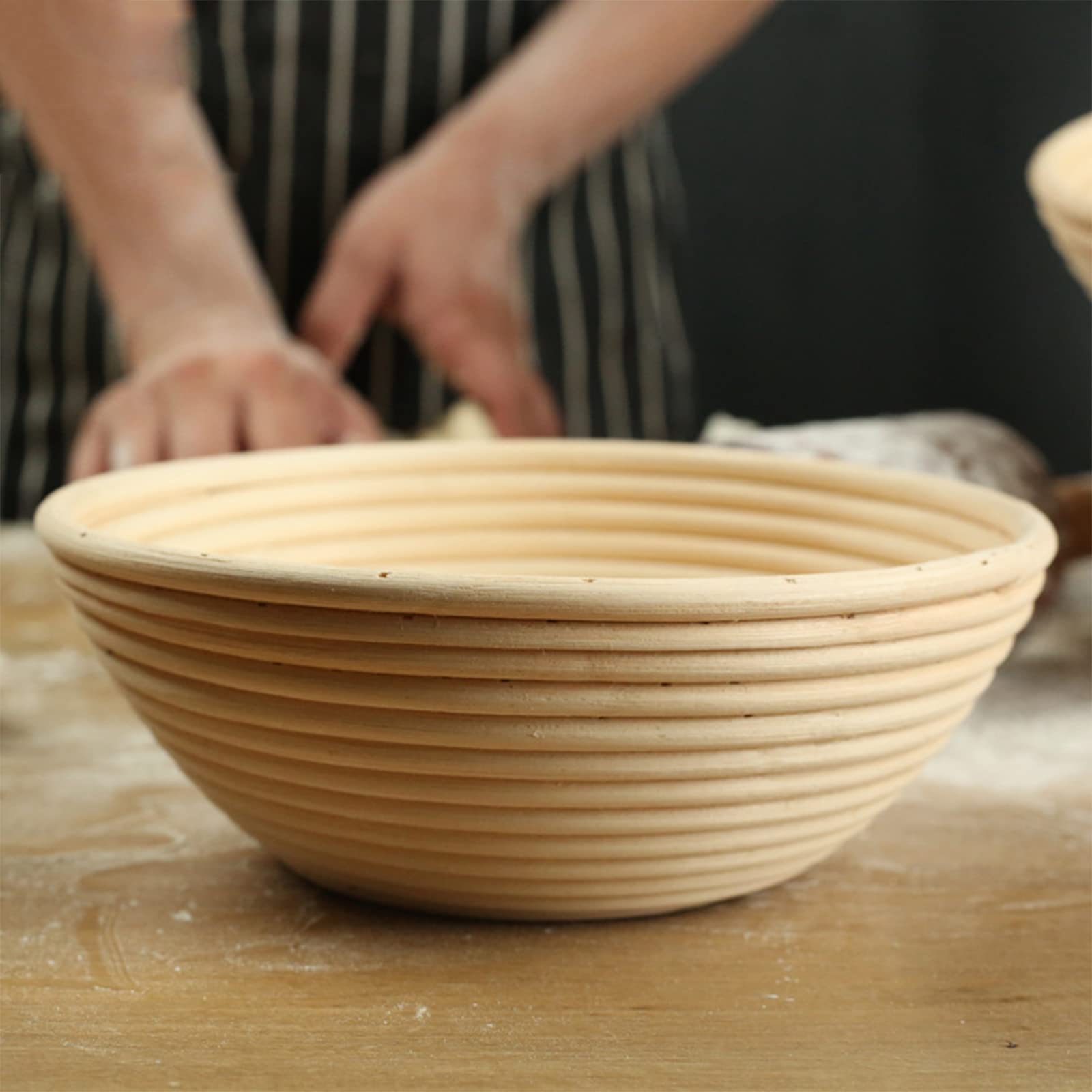 JKARY Wood Pulp Bamboo Bread Proofing Basket Set of 2 9 Inch Round Bread Fermentation Basket Bulk Baking Supplies Sourdough Bowl Baguette Tray for Bread Dough Sourdough Couche Pizza Dough with Cover