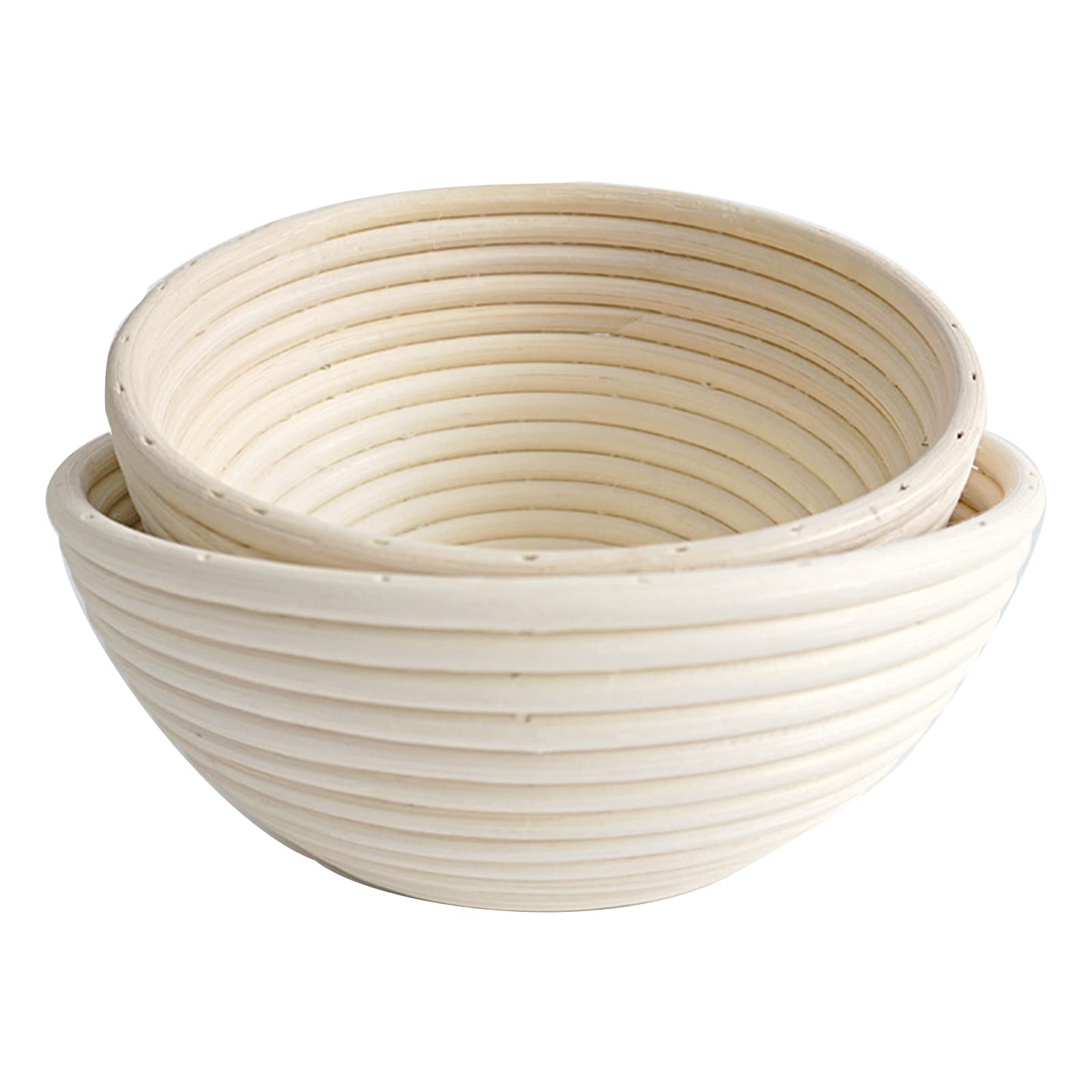 JKARY Wood Pulp Bamboo Bread Proofing Basket Set of 2 9 Inch Round Bread Fermentation Basket Bulk Baking Supplies Sourdough Bowl Baguette Tray for Bread Dough Sourdough Couche Pizza Dough with Cover